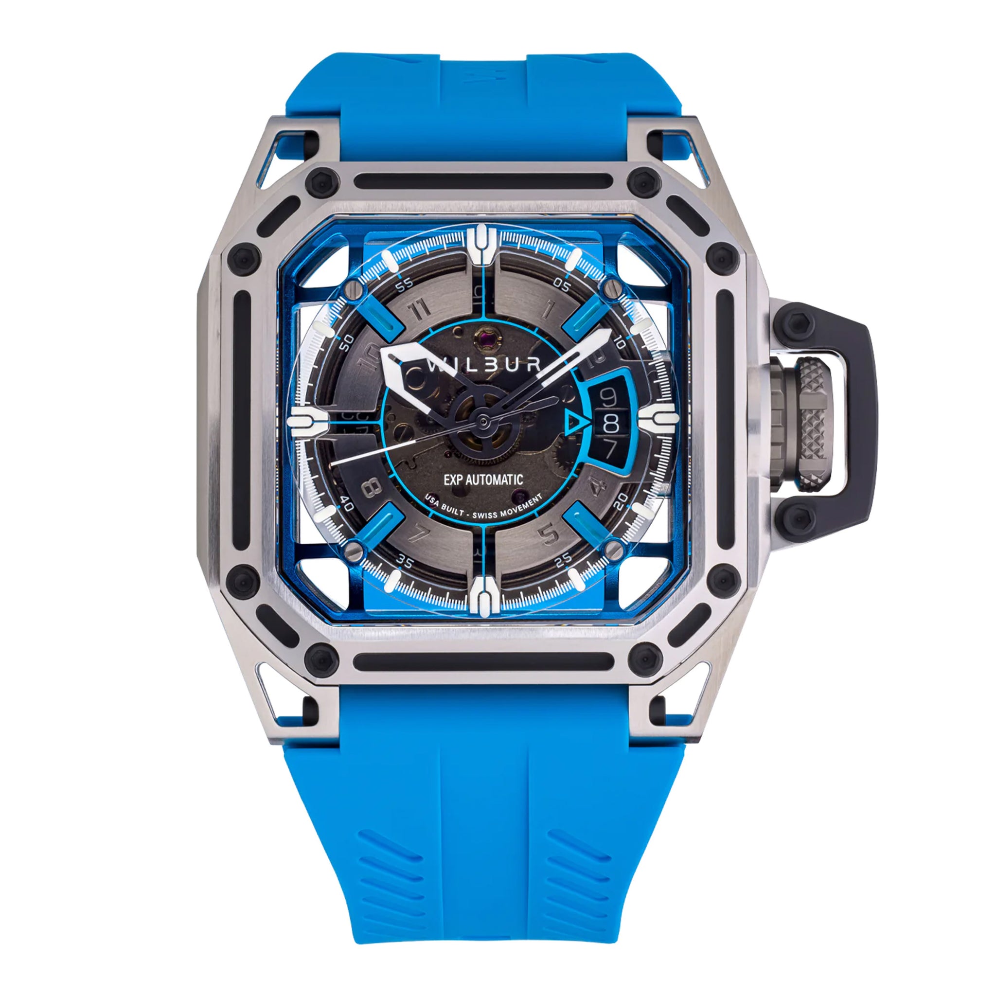 Wilbur EXP B1 Ceramic Steel Watch, 41.5mm Blue Skeleton Dial, EXP-B1 ...