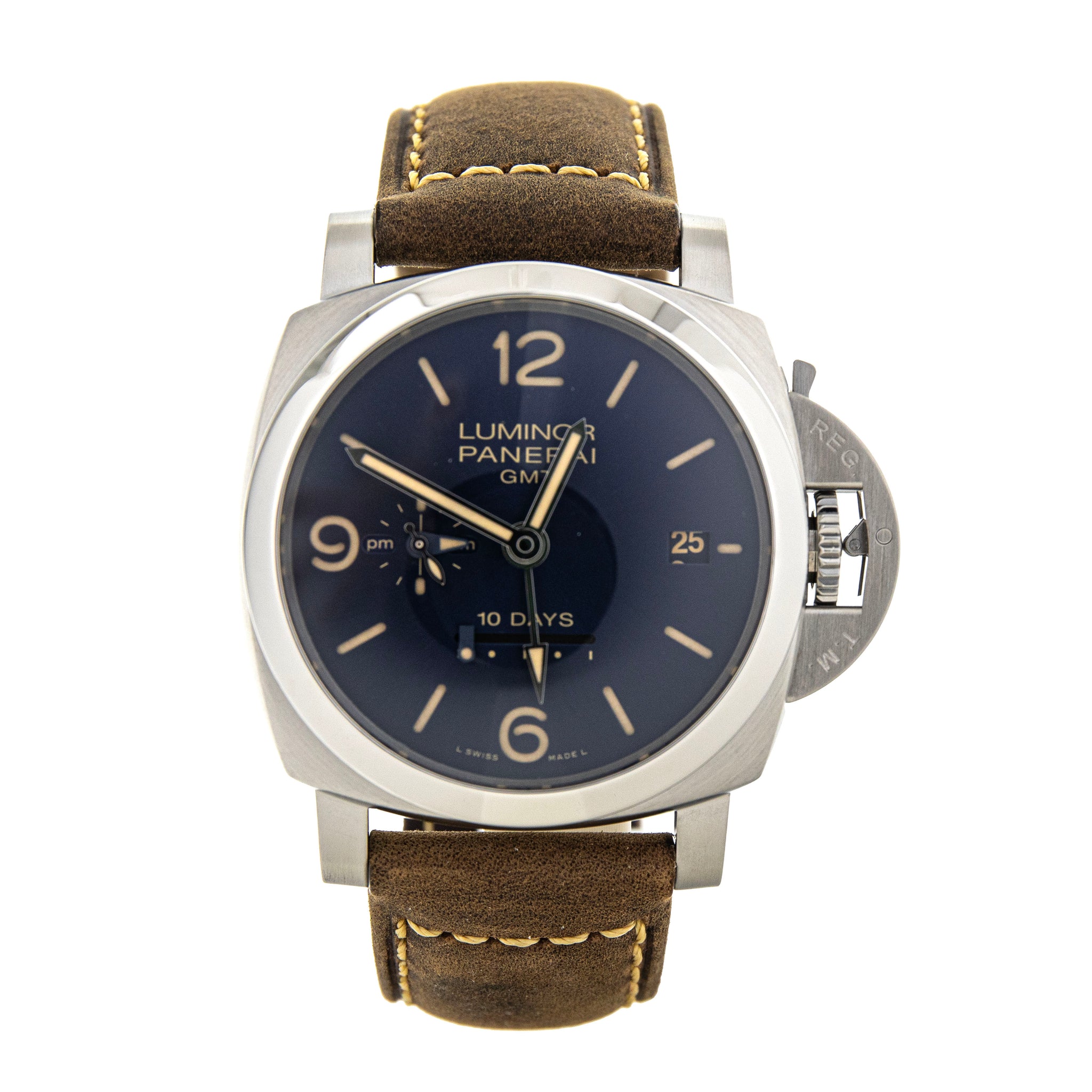 Panerai Luminor 1950 10 Days GMT Blue Dial 44mm PAM00986 | Burdeen's ...
