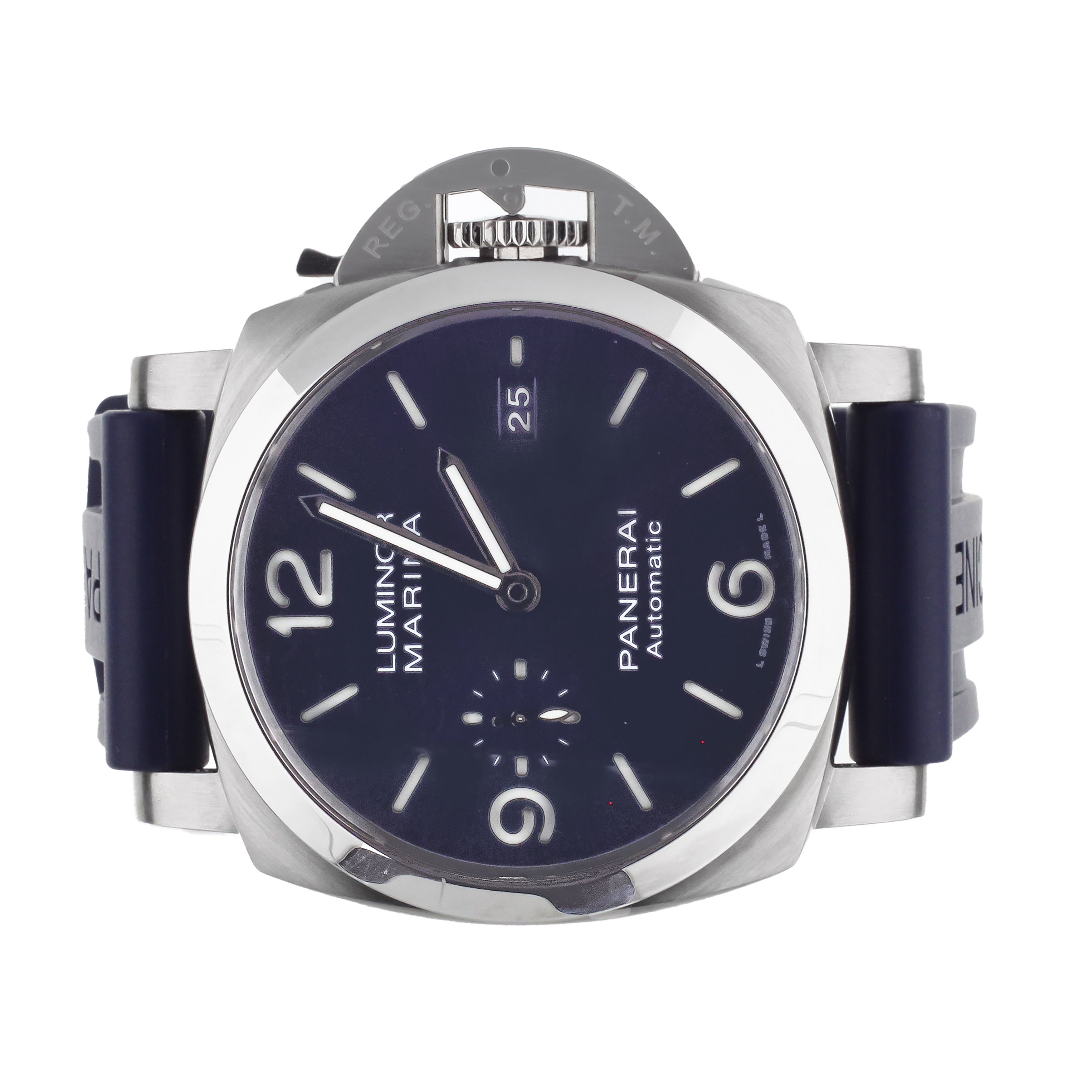 Panerai Luminor blue dial stainless steel Alligator Strap 44mm Pam1313 ...