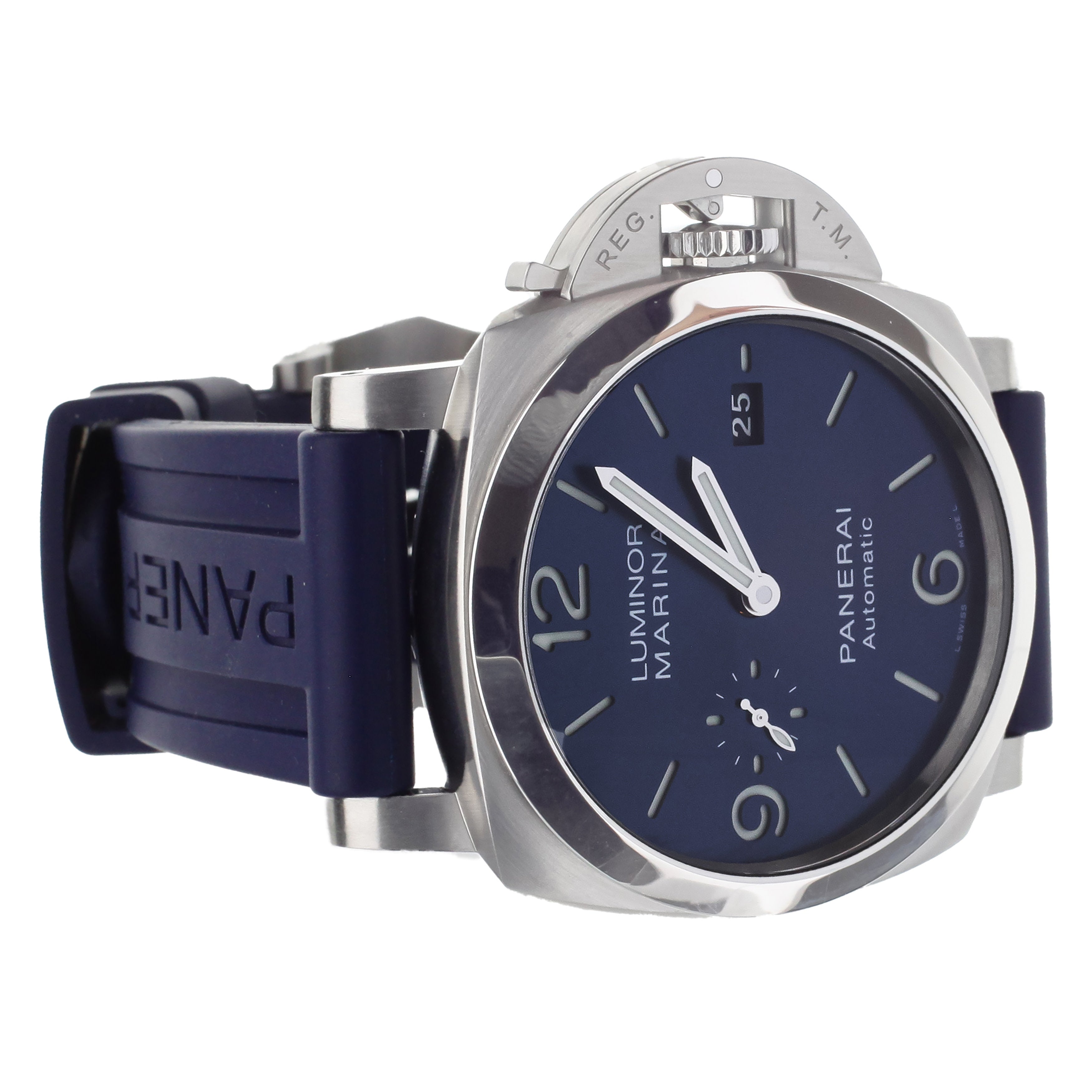 Panerai Luminor blue dial stainless steel Alligator Strap 44mm Pam1313