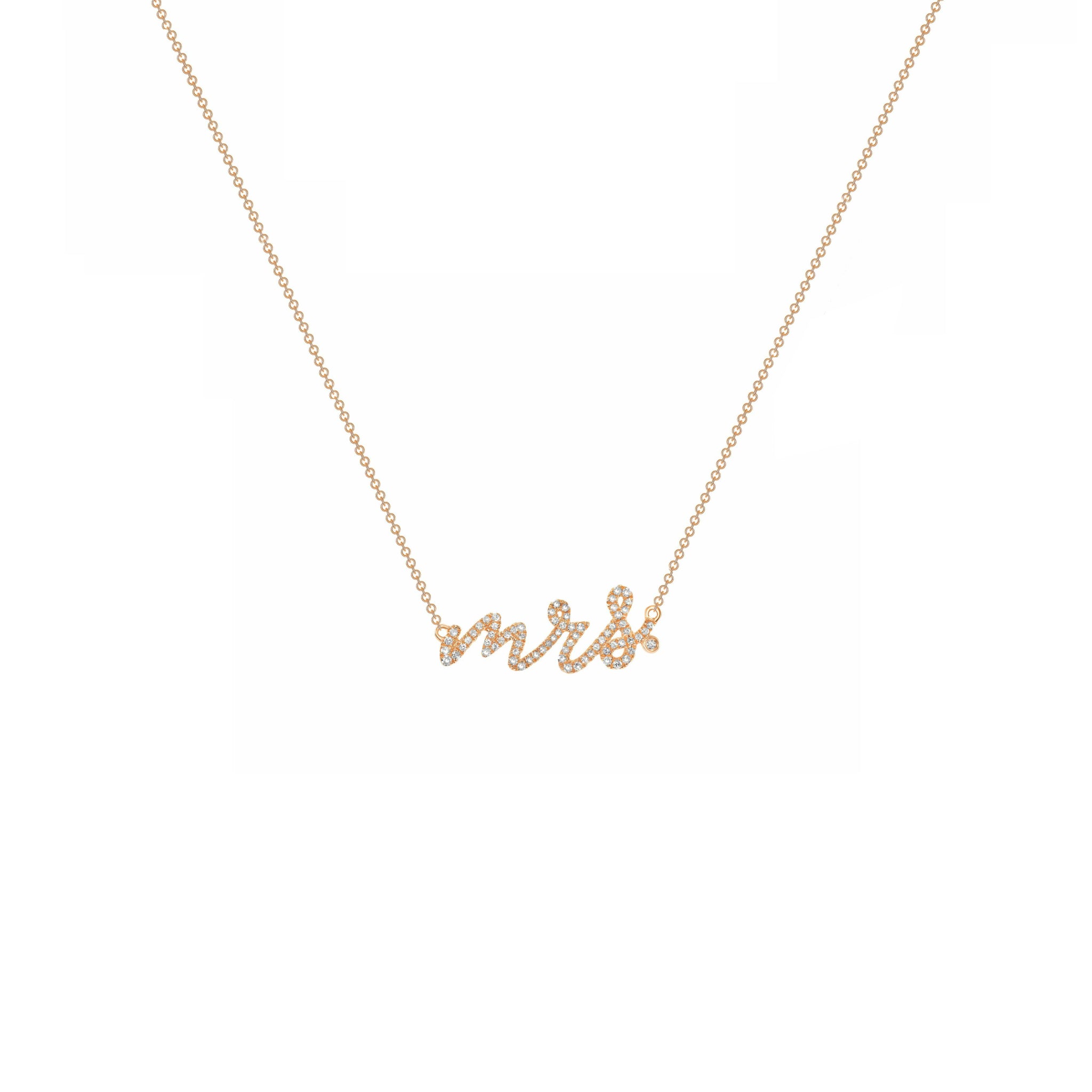 14K Rose Gold Mrs Monogram Necklace | Burdeen's Jewelry | Burdeen's Jewelry