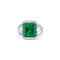 Platinum Emerald-Cut Emerald Engagement Ring With Hexagon-Cut Diamond