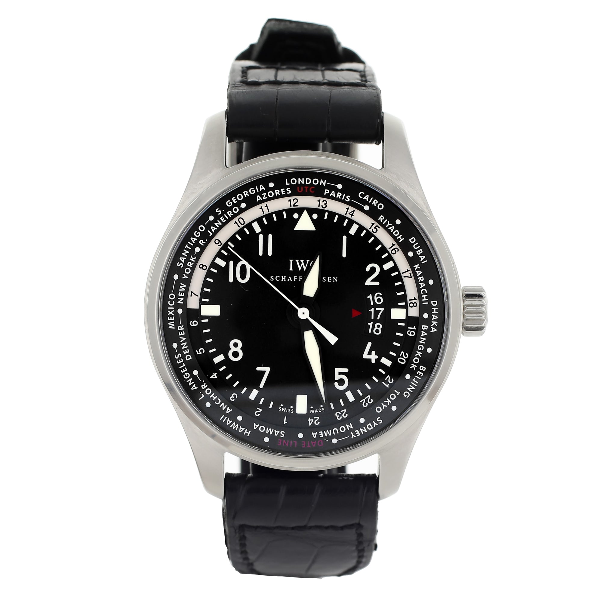 IWC Pilot's Watch Worldtimer Stainless Steel Black Dial 45mm IW326201